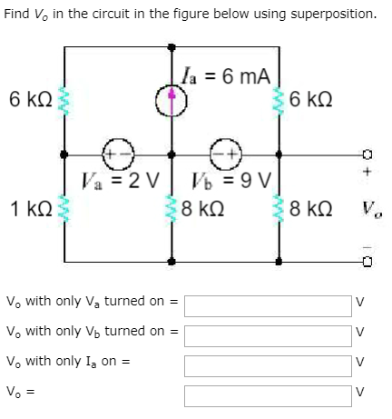 Solved Find Vo in the circuit in the figure below using | Chegg.com