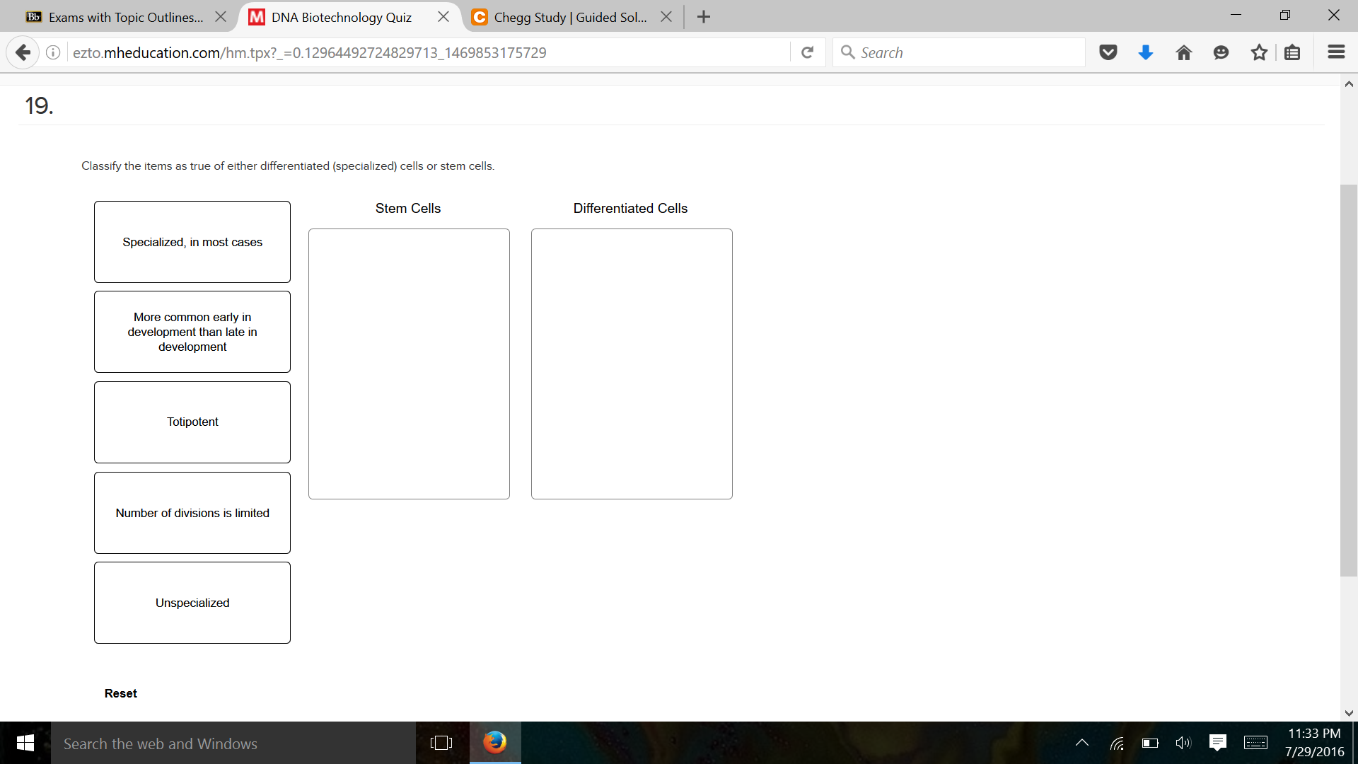 Solved lassify the items as true of either#N#differentiated | Chegg.com