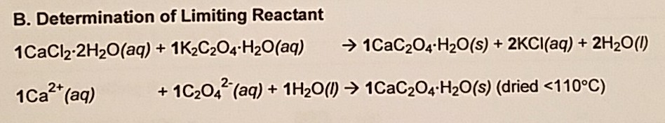 Solved B. Determination of Limiting Reactant 1 | Chegg.com