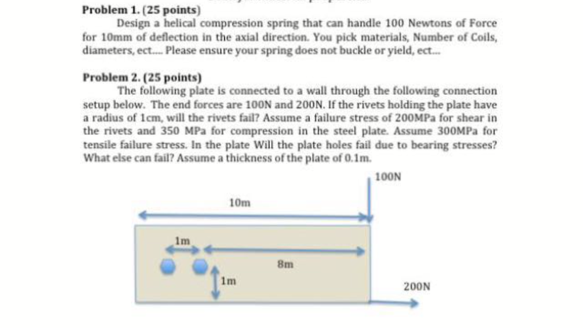 Solved Design a helical compression spring that can handle | Chegg.com