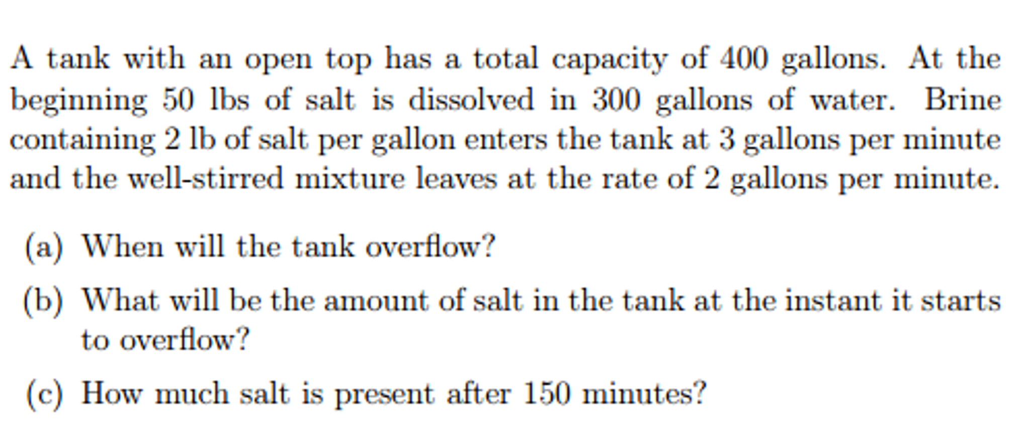Solved A tank with an open top has a total capacity of 400 | Chegg.com