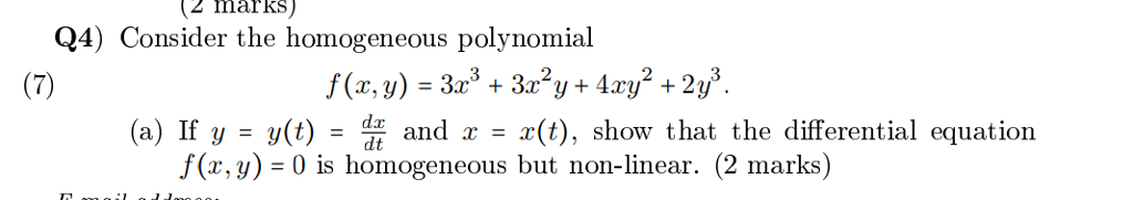 Solved Consider the homogeneous polynomial f(x, y) = 3x^3 + | Chegg.com