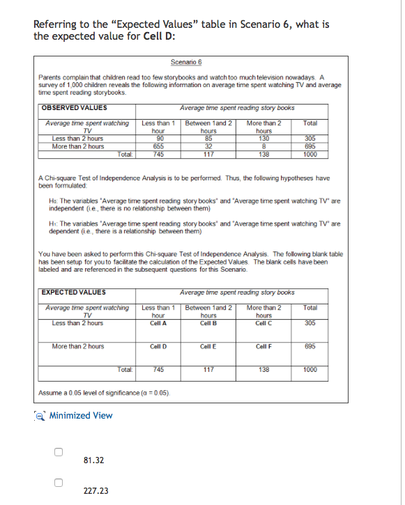 Solved Referring to the "Expected Values" table in Scenario | Chegg.com