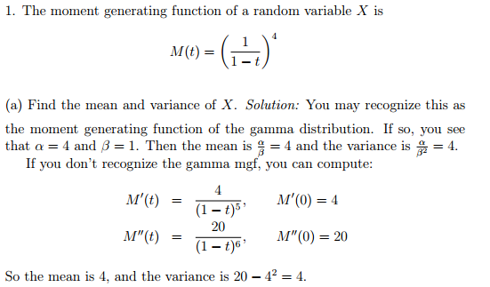 Solved The Moment Generating Function Of A Random Variable X 5123
