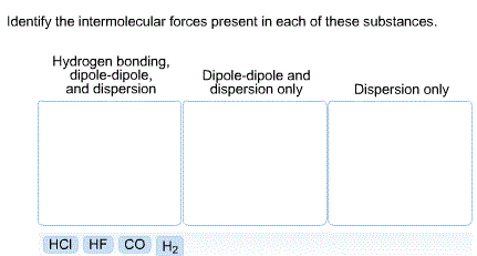 Identify the intermolecular forces present in each | Chegg.com