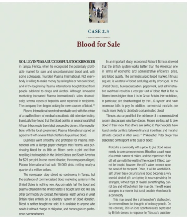 Solved CASE 2.3 Blood for Sale SOLLEVIN WASASUCCESSFUL | Chegg.com