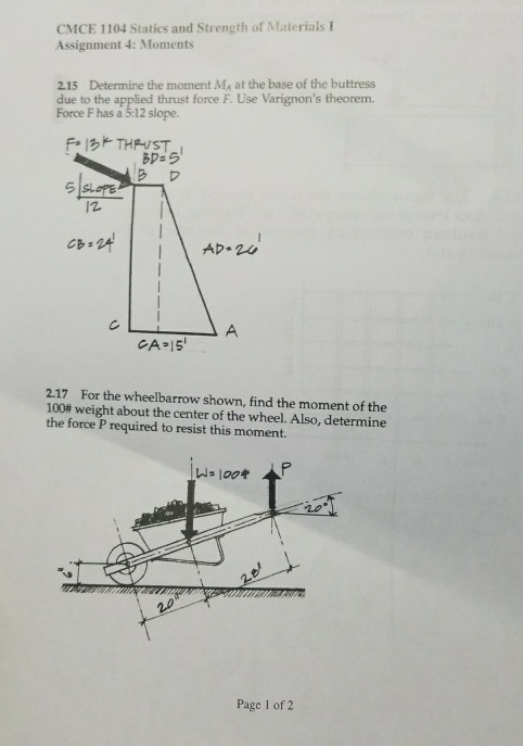 Solved CMCE 1104 Statics and Strength of Materials I | Chegg.com