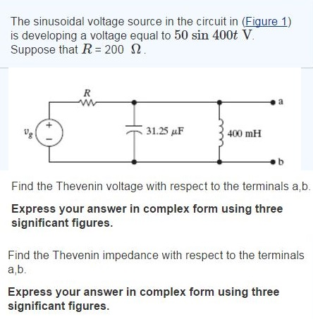 Solved The sinusoidal voltage source in the circuit in | Chegg.com