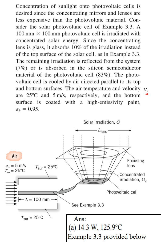 Concentration of sunlight onto photovoltaic cells is | Chegg.com