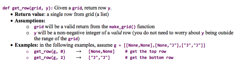 Solved def get_row(grid, y): Given a grid, return row y. | Chegg.com