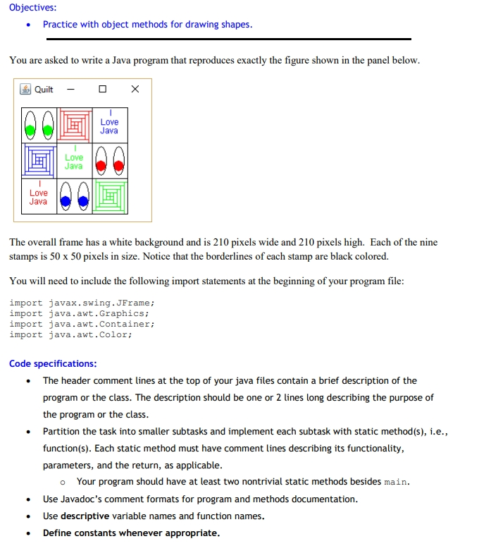 Solved Objectives Practice with object methods for drawing | Chegg.com