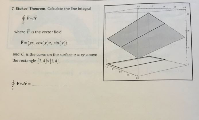 Solved 7. Stokes' Theorem. Calculate the line integral Fodr | Chegg.com