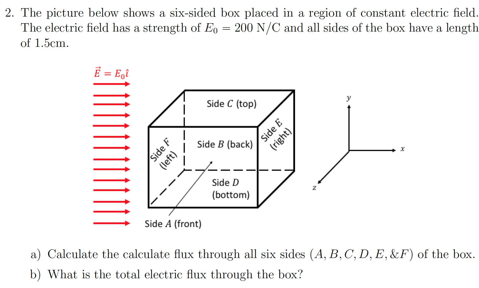 Solved The picture below shows a six-sided box placed in a | Chegg.com