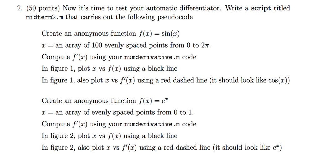 1. (50 points) Create a function in Matlab titled | Chegg.com