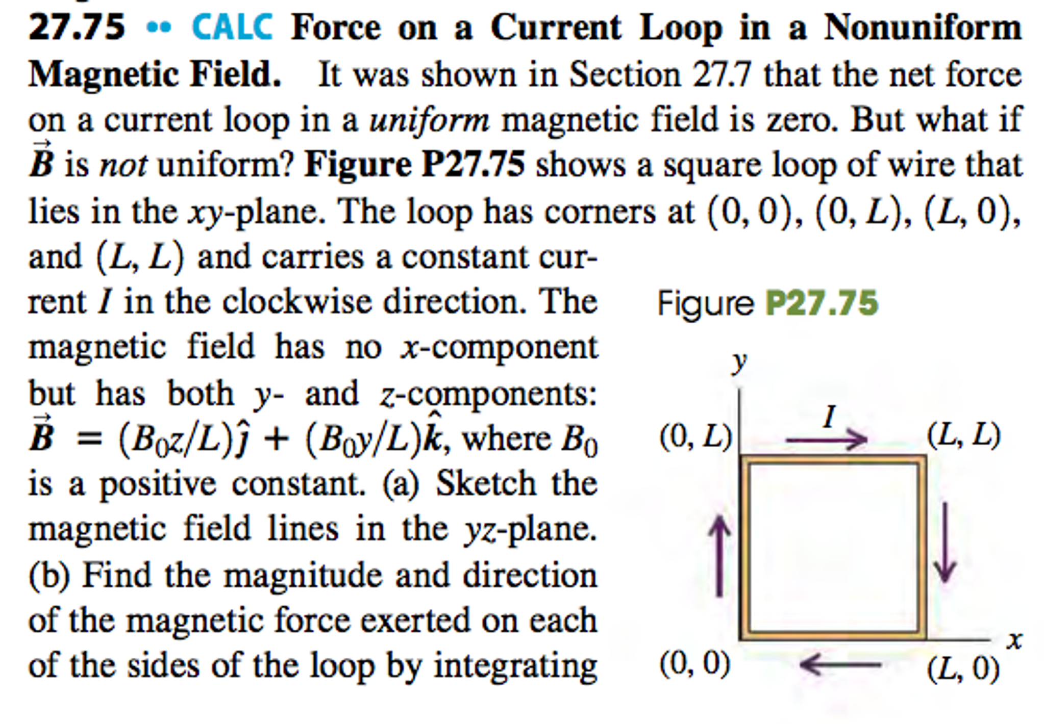 Solved CALC Force on a Current Loop in a Nonuniform Magnetic | Chegg.com
