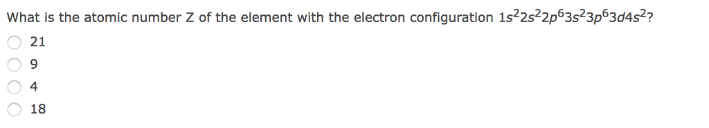 Solved What is the atomic number Z of the element with the | Chegg.com