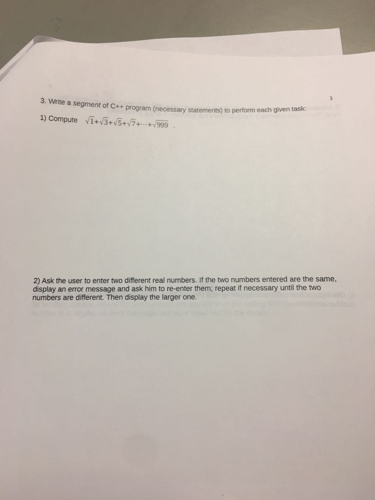 Solved 3. Write a segment of C++ program (necessary | Chegg.com