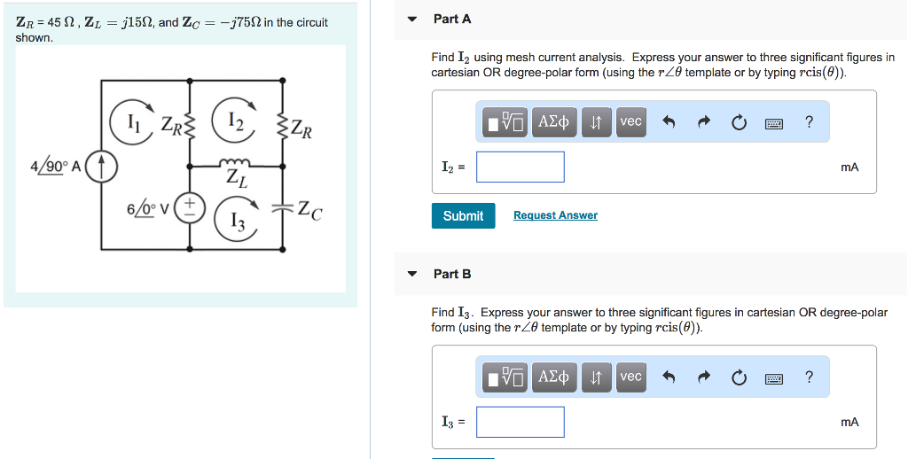 Solved ?15Q, and ZC -j75? in the circuit Part A shown Find | Chegg.com