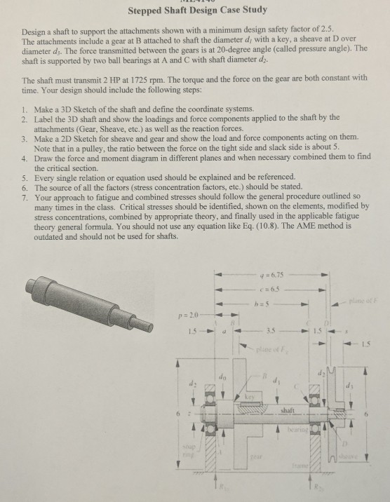 Solved Stepped Shaft Design Case Study Design a shaft to | Chegg.com