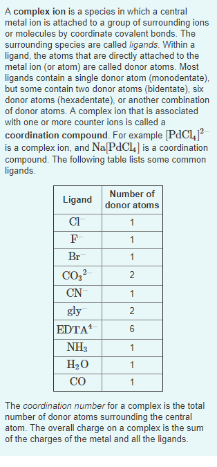 Solved A complex ion is a species in which a central metal | Chegg.com