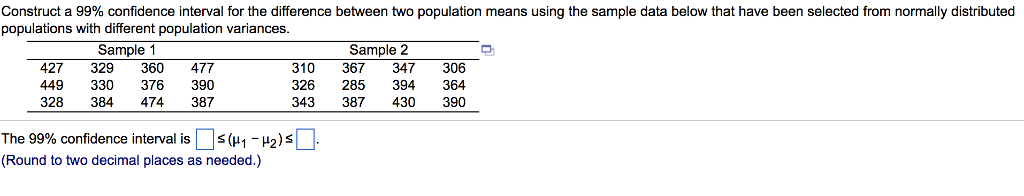 Solved Construct a 99% confidence interval or the difference | Chegg.com