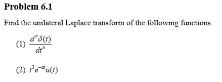 Solved Problem 6.1 Find the unilateral Laplace transform of | Chegg.com