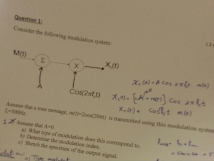 Solved Consider that following modulation system that a | Chegg.com