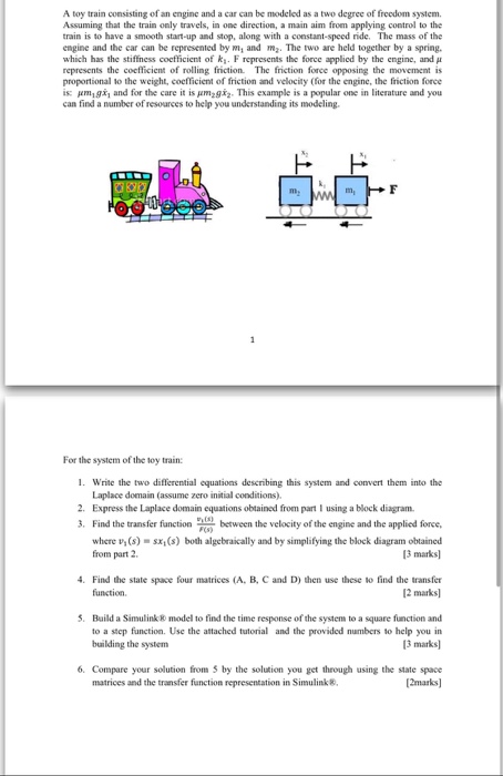 Solved A toy train consisting of an engine and a car can be | Chegg.com