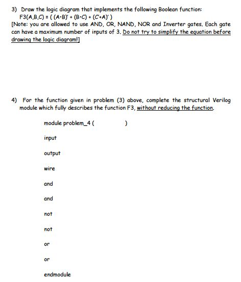 Solved Draw the logic diagram that implements the following | Chegg.com