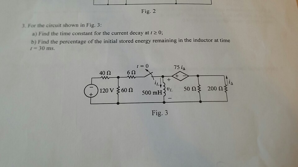 a) find the time constant for the current decay at | Chegg.com