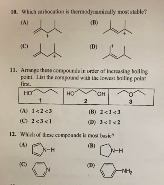Solved Which carbocation is thermodynamically most stable? | Chegg.com