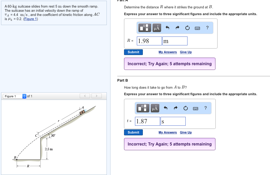 Solved A 60-kg suitcase slides from rest 5 m down the smooth | Chegg.com