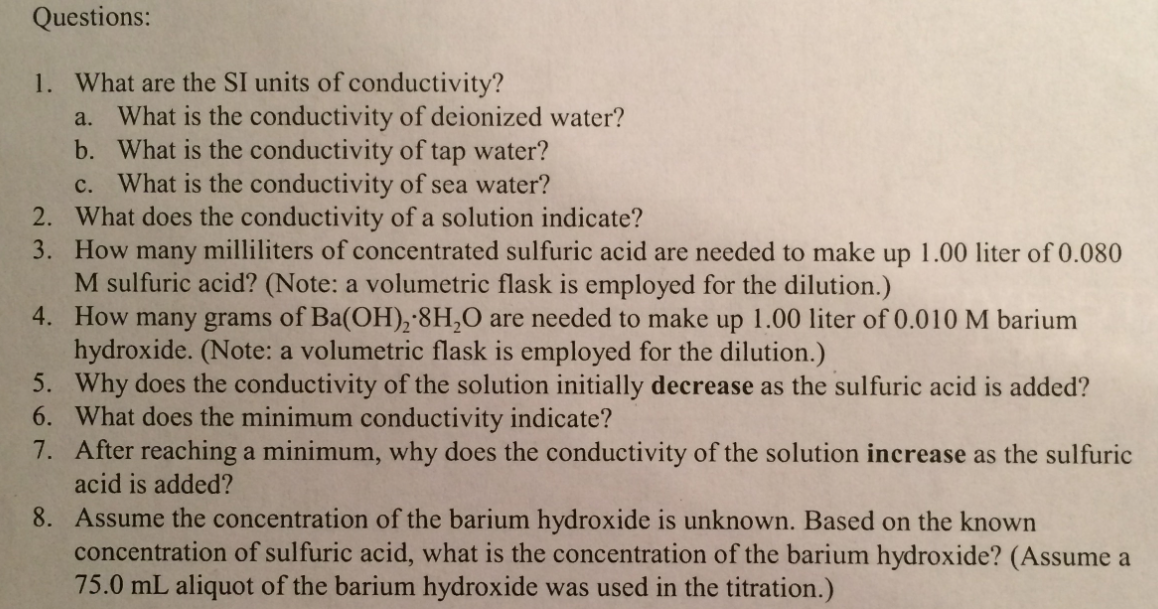 Solved What are the SI units of conductivity? What is the | Chegg.com