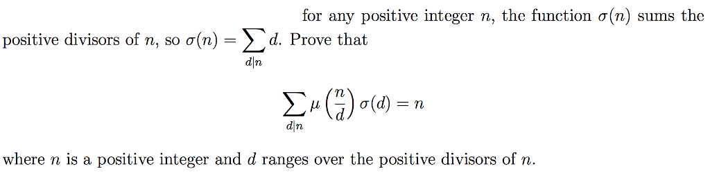Solved For any positive integer n, the function sigma(n) | Chegg.com
