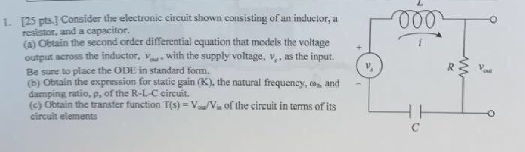 Solved 2 [25 pts.] Consider the electronic circuit shown | Chegg.com