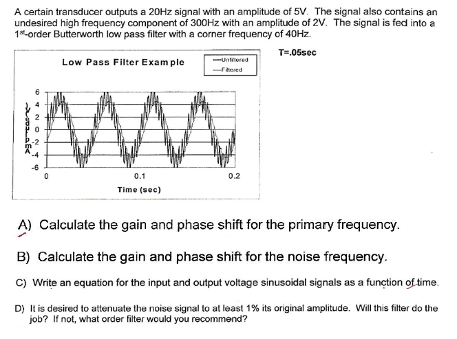 Solved A certain transducer outputs a 20Hz signal with an | Chegg.com