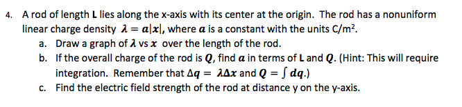 Solved A rod of length L lies along the x-axis with its | Chegg.com