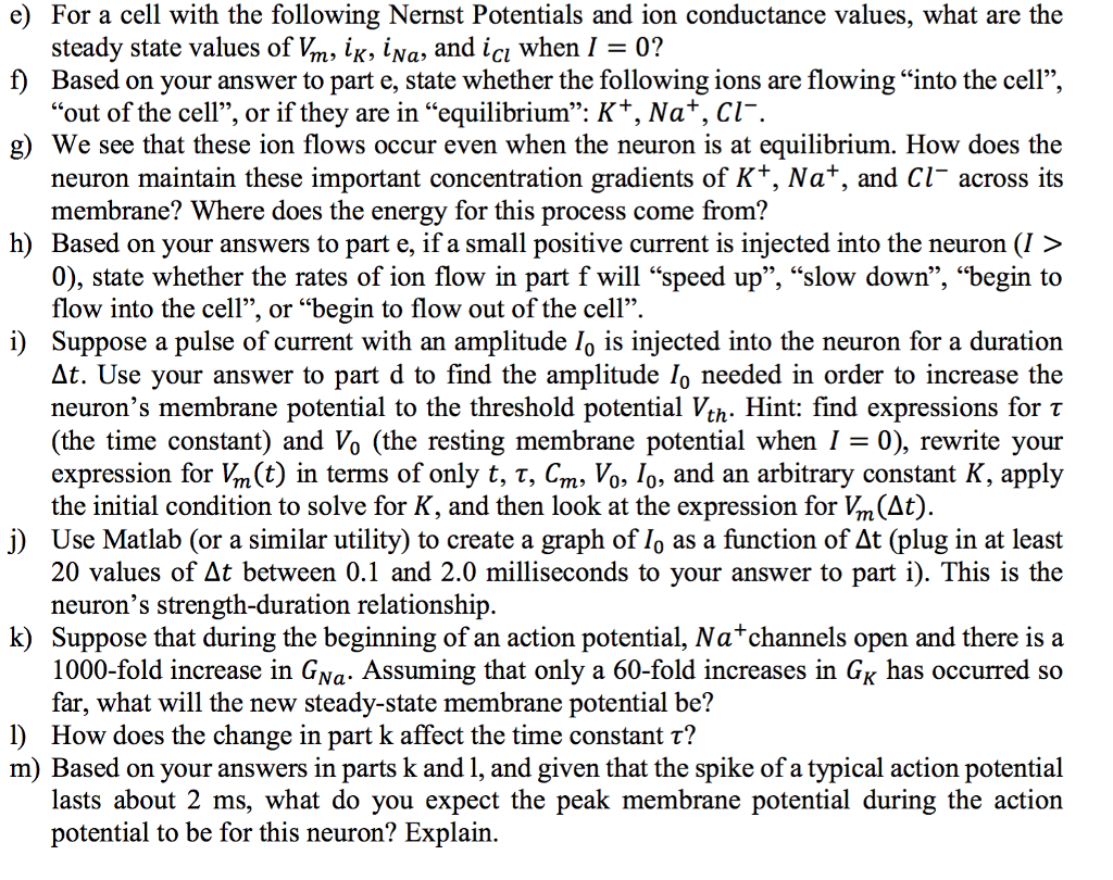 RC Circuit Model of a Neuron Using the RC Circuit | Chegg.com