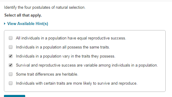 Solved Identify the four postulates of natural selection | Chegg.com