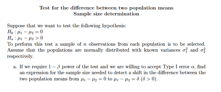Solved Test for the difference between two population means | Chegg.com