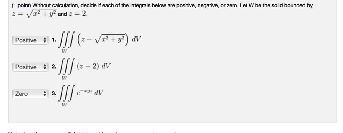 Solved Without calculation, decide if each of the integrals | Chegg.com