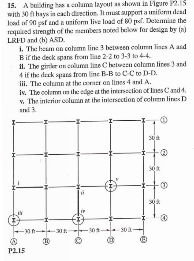 Solved 15. A building has a column layout as shown in Figure | Chegg.com
