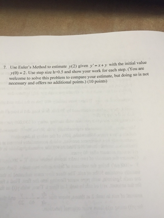 Solved Use Euler's Method to estimate y(2) given y' = x + y | Chegg.com