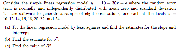 Solved Consider the simple linear regression model y = 10 + | Chegg.com