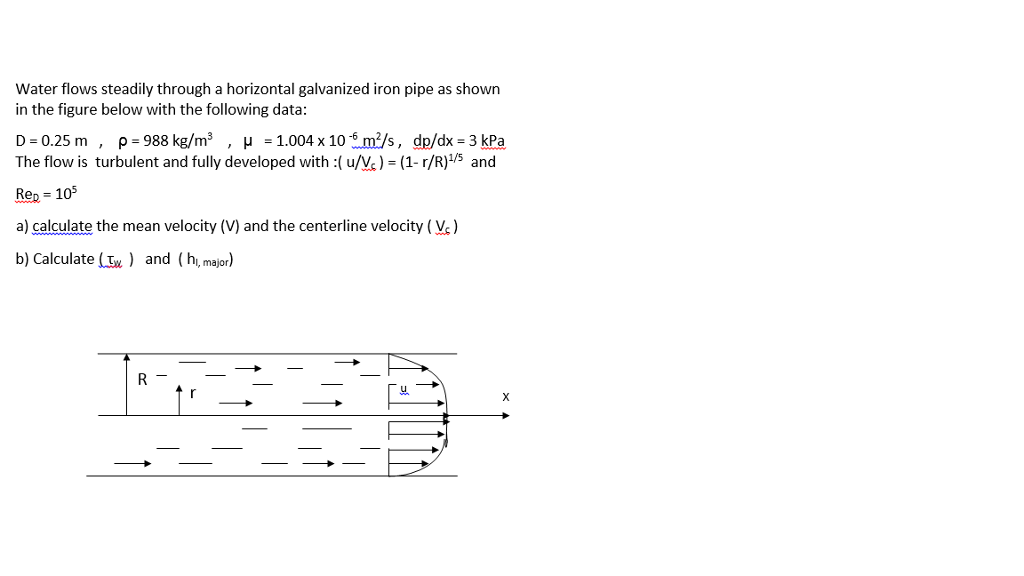 Solved Water flows steadily through a horizontal galvanized | Chegg.com