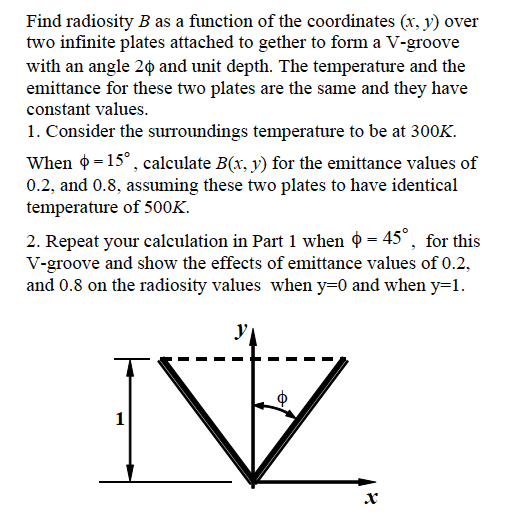 Solved Find radiosity B as a function of the coordinates (x, | Chegg.com