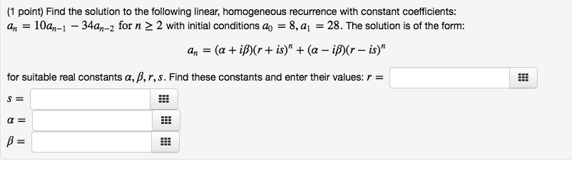 Solved (1 point) Find the solution to the following linear, | Chegg.com