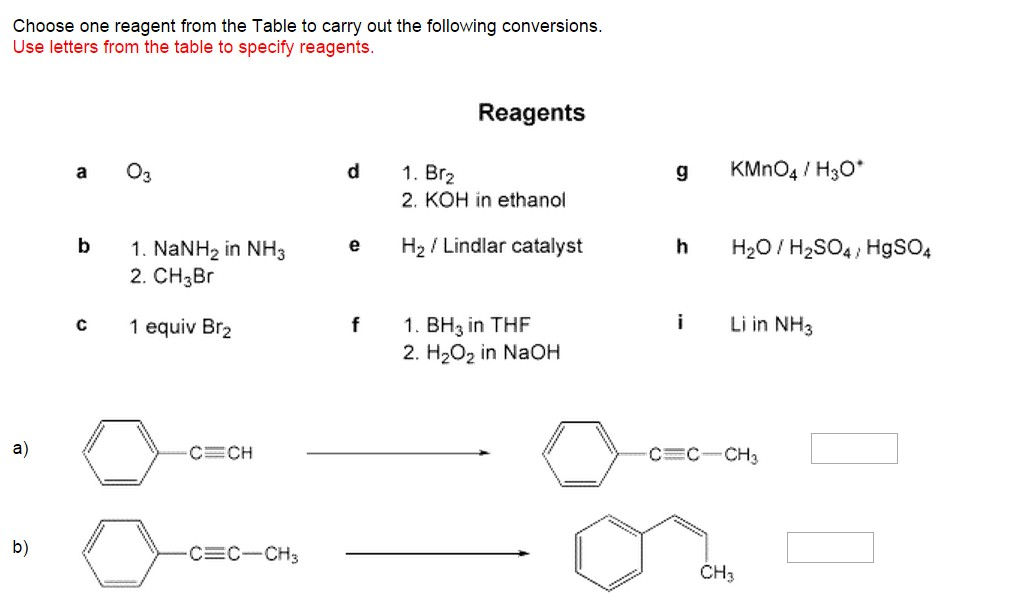 Solved Choose one reagent from the Table to carry out the | Chegg.com