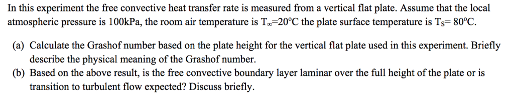 Solved In this experiment the free convective heat transfer | Chegg.com
