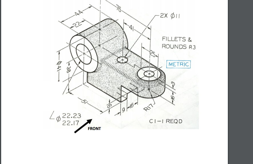 Solved Draw the necessary orthographic views showing the | Chegg.com